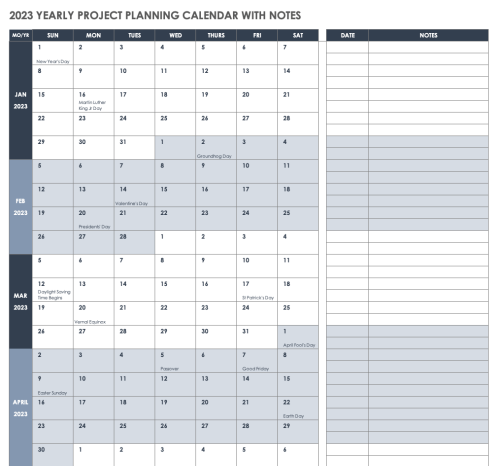 Free Project Calendar Templates | Smartsheet