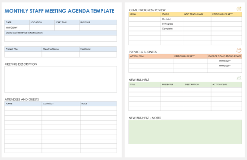 Free Staff Meeting Templates | Smartsheet