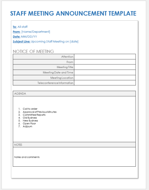 Free Staff Meeting Templates | Smartsheet