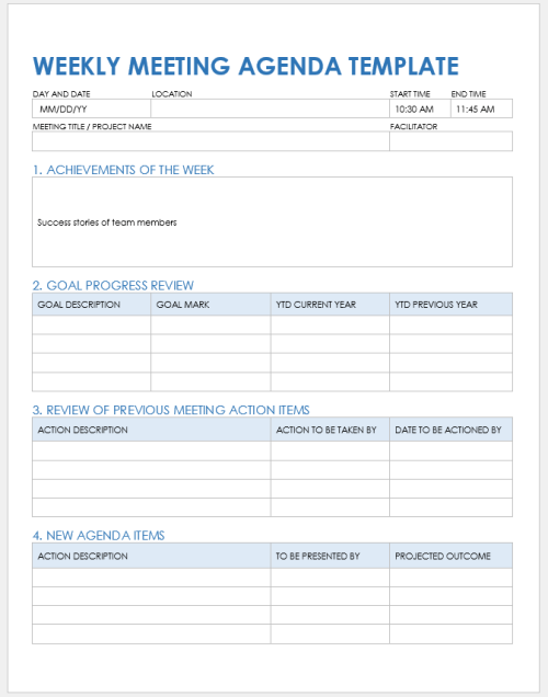 Free Staff Meeting Templates | Smartsheet