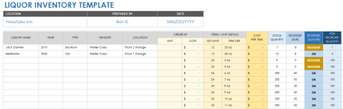 Free Bar and Liquor Inventory Templates | Smartsheet