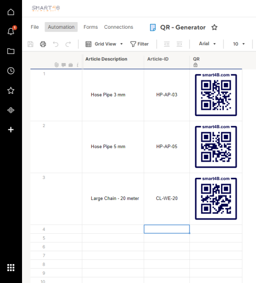 Inline QR Generator | Smartsheet