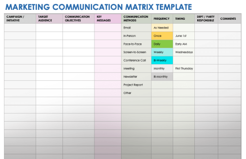 Free Communication Matrix Templates With How-To | Smartsheet