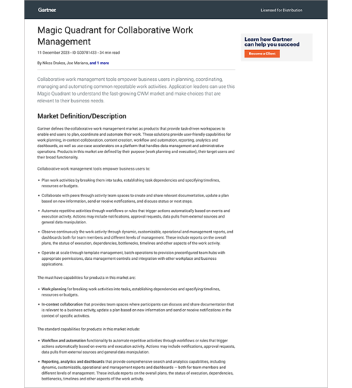 Smartsheet named a Leader in the Gartner® Magic Quadrant™ for Collaborative Work Management ...