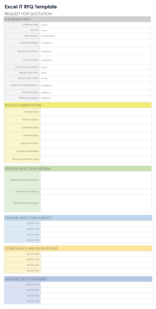 Free Excel RFQ Templates, Forms & Trackers