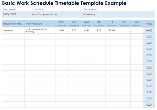 Free Timetable Templates
