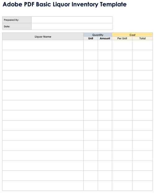 Free PDF Inventory Sheets & Templates - Editable & Printable