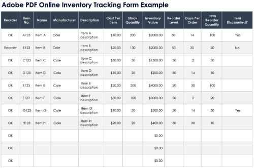 Free PDF Inventory Sheets & Templates - Editable & Printable