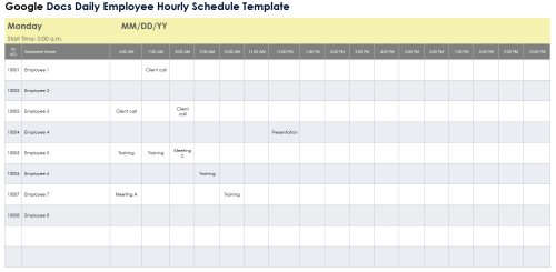 Free Google Docs Hourly Schedule Templates: Printable, Editable