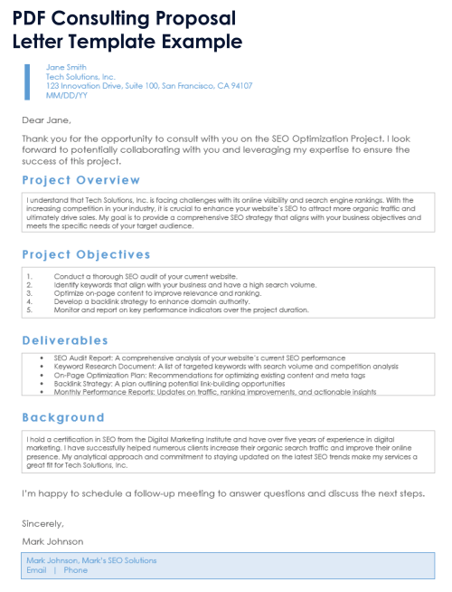 Free PDF Consulting Proposal Examples, Samples & Templates