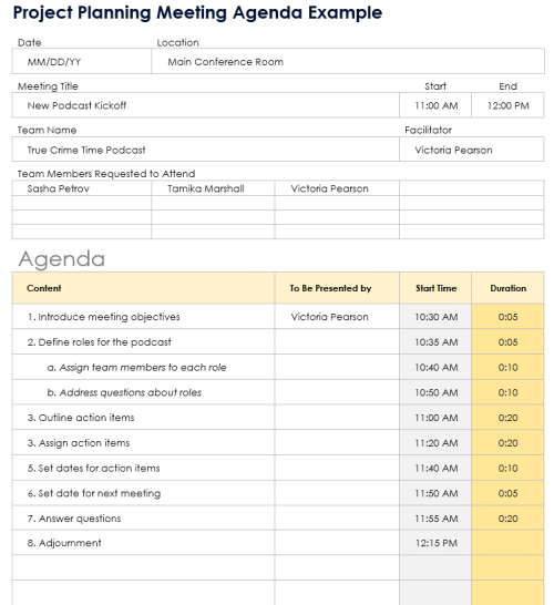 Meeting Agenda Examples for All Types of Meetings