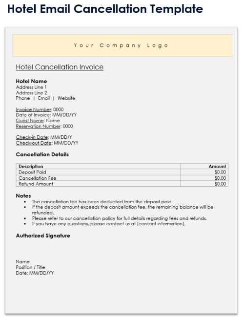 Free Hotel & Motel Invoice Templates - All Formats, All Types