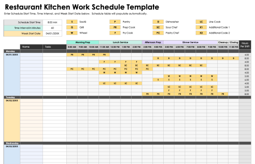 Free Restaurant Schedule Templates: All Types & Formats