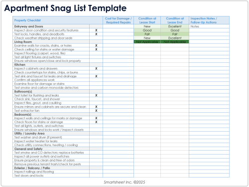 10 Free Construction Snag List Templates