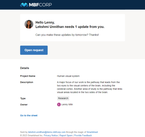 New and improved update and approval request emails | Smartsheet
