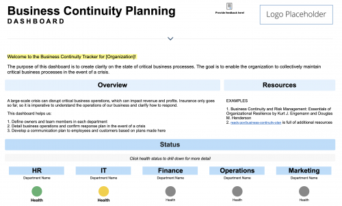Business Continuity Tracker Template Set | Smartsheet