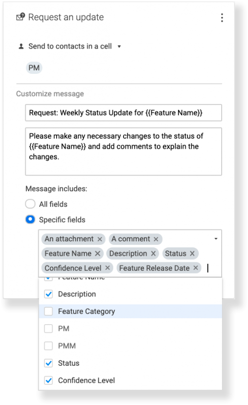 Updated Field Selection for Automated Requests | Smartsheet
