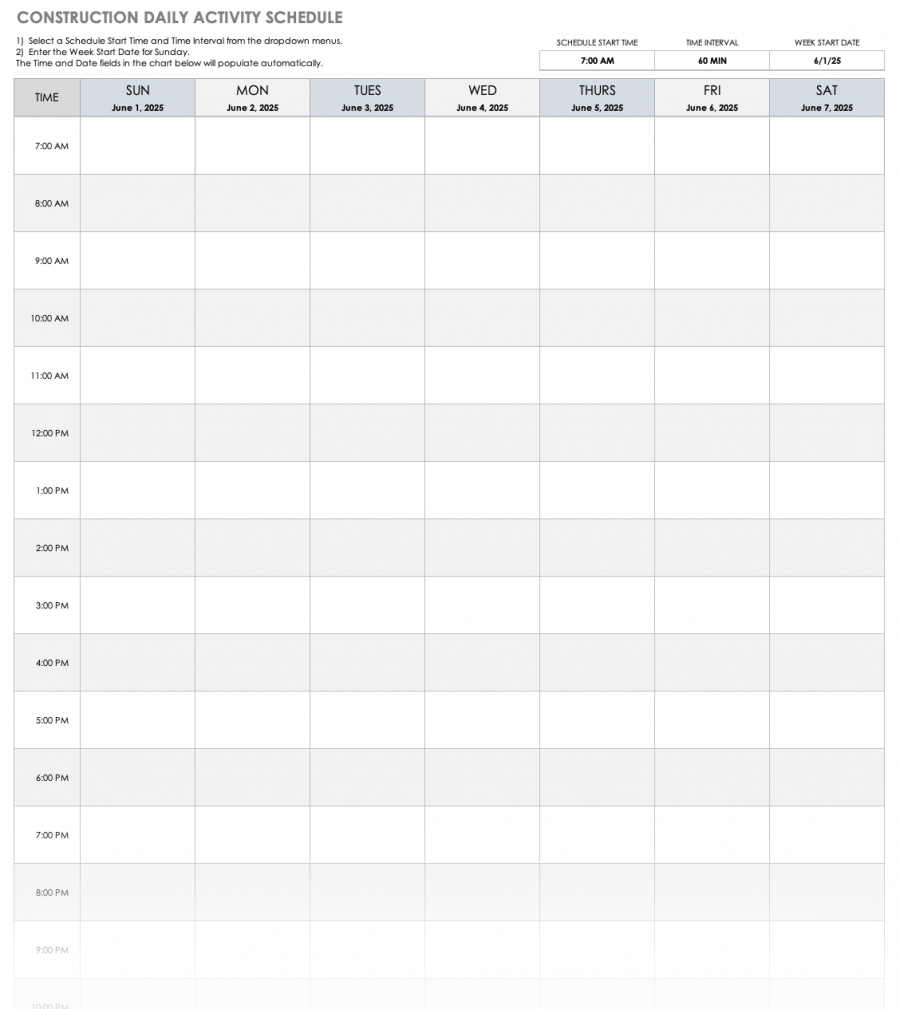 Free Construction Schedule Templates