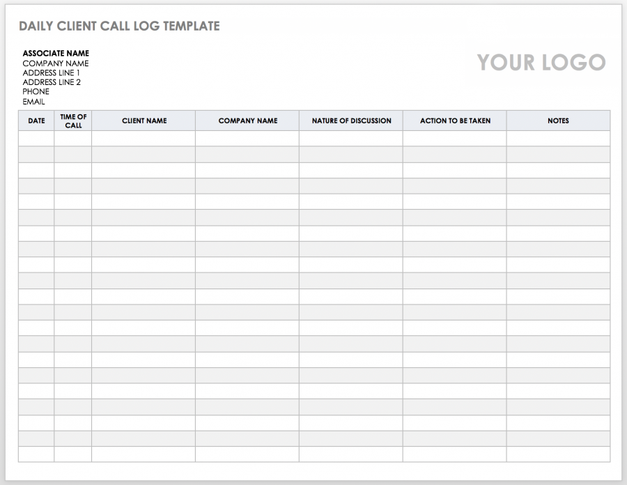 Free Client Call Log Templates | Smartsheet