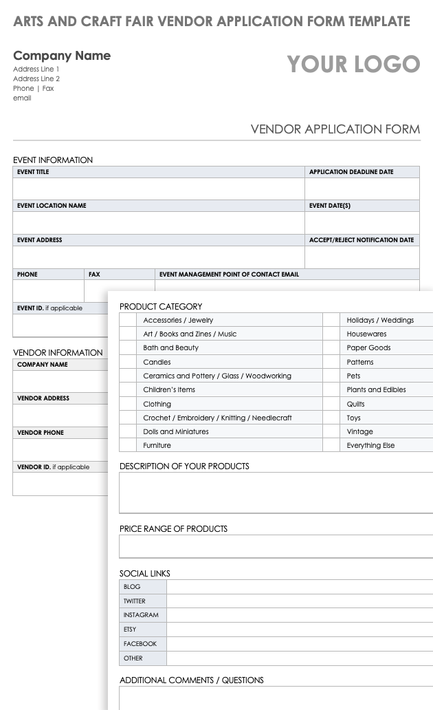 Free Vendor Application Forms & Templates | Smartsheet