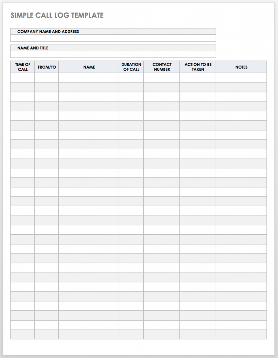 Free Call Log Templates | Smartsheet