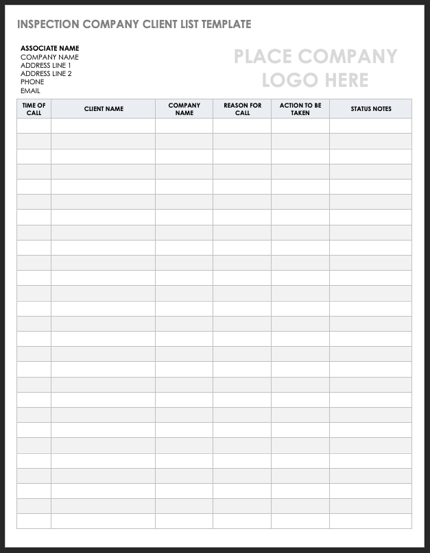 Free Client & Customer List Templates | Smartsheet