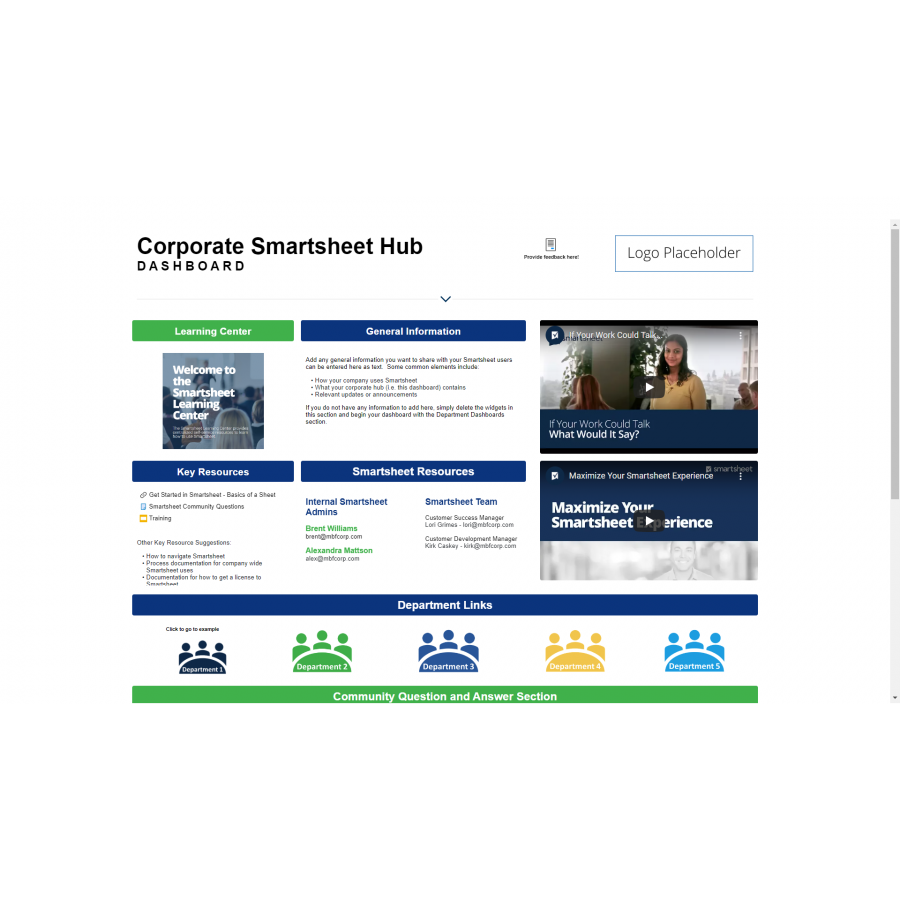 Corporate Hub Template Set | Smartsheet