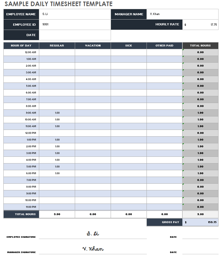 Free Daily Timesheet & Time Card Templates | Smartsheet