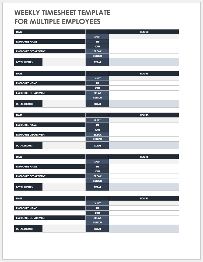 Free Weekly Timesheet and Time Card Templates | Smartsheet