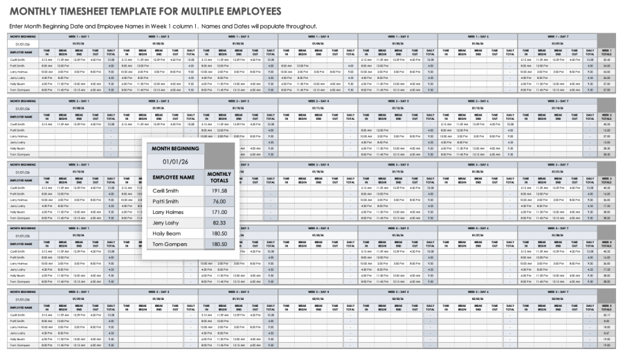 Free Monthly Timesheet & Time Card Templates | Smartsheet