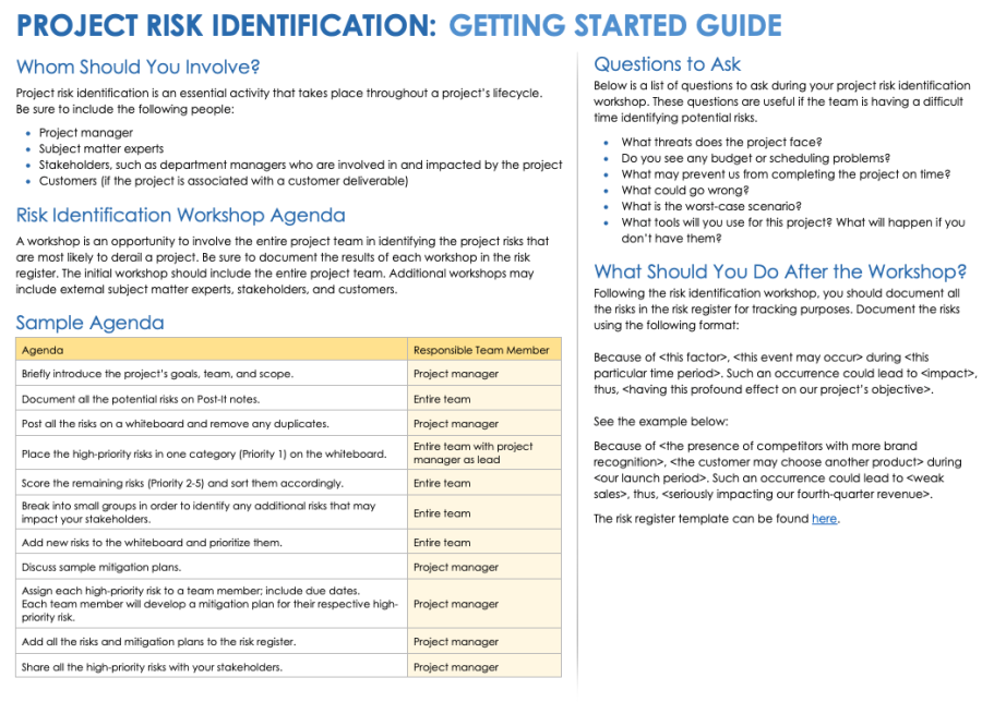 Project Risk Identification Guide & Workshop Toolkit | Smartsheet