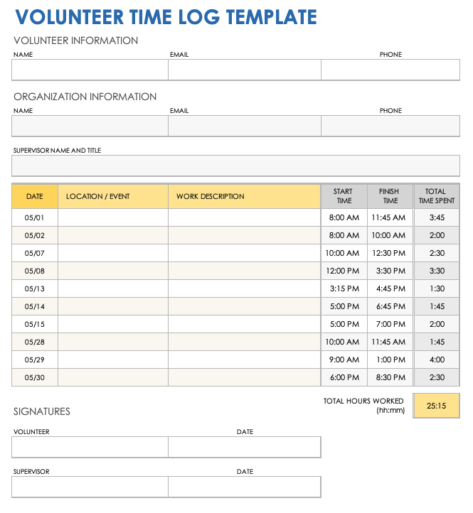 Free Time Log Spreadsheets and Templates | Smartsheet