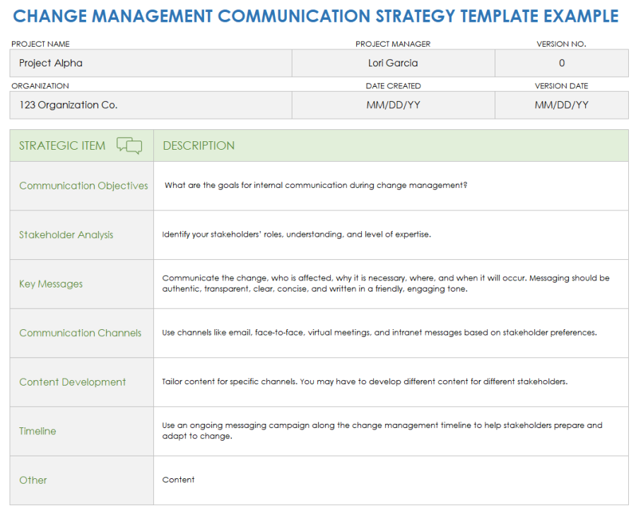 Free Change Management Strategy Templates | Smartsheet