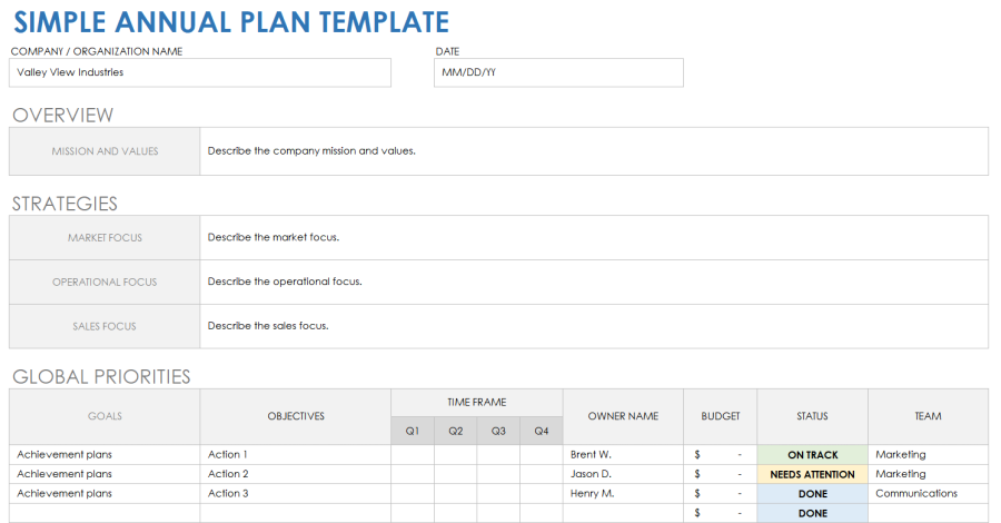 Free Annual Plan Templates & Yearly Planning Templates