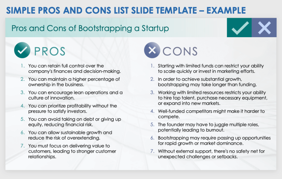 Free Pros and Cons Templates