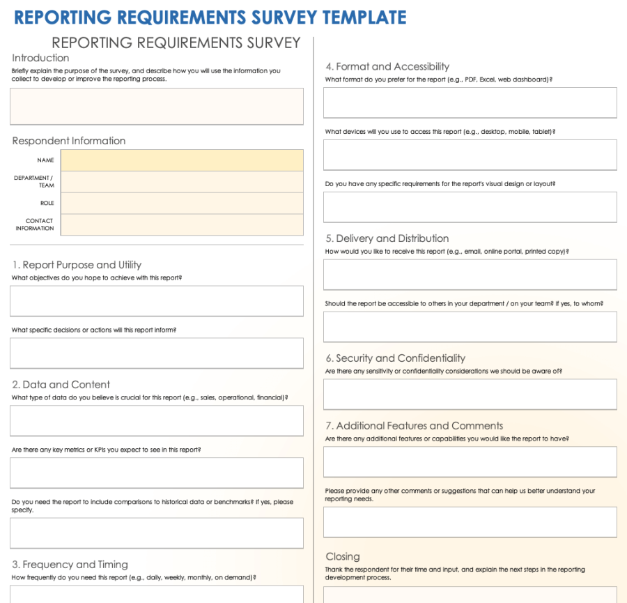 Free Reporting Requirements Templates: All Types & Formats | Smartsheet