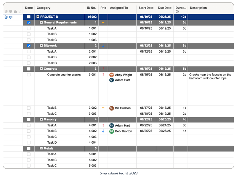 Smartsheet Construction Management Templates