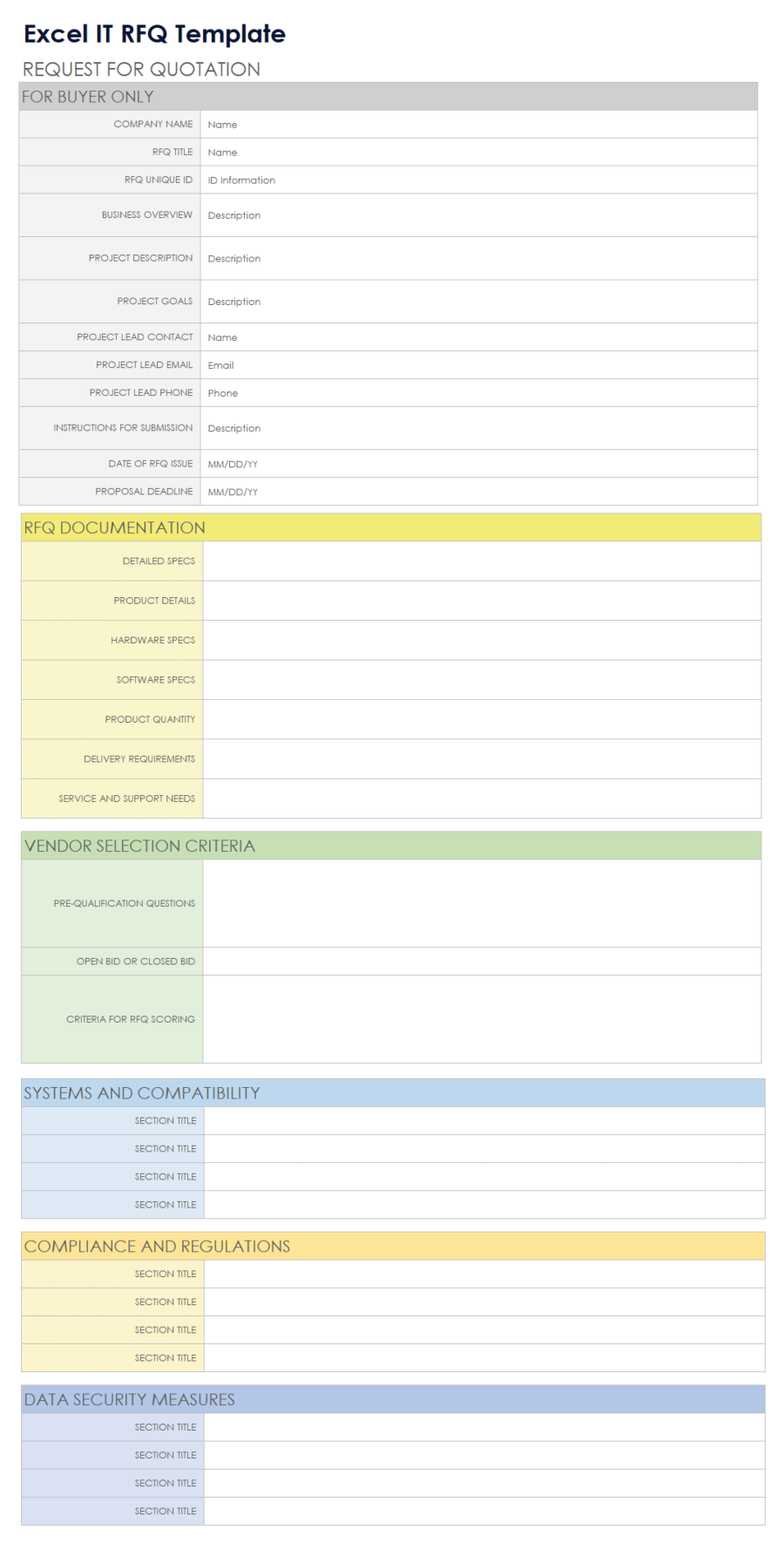 Free Excel RFQ Templates, Forms & Trackers