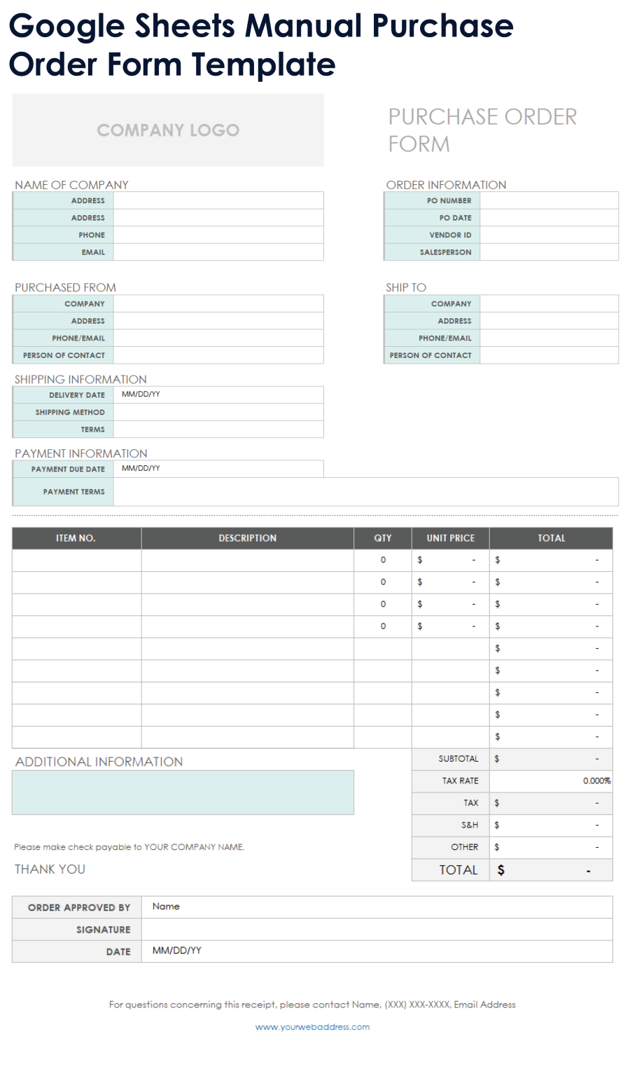 8 Free Google Sheets Purchase Order Templates