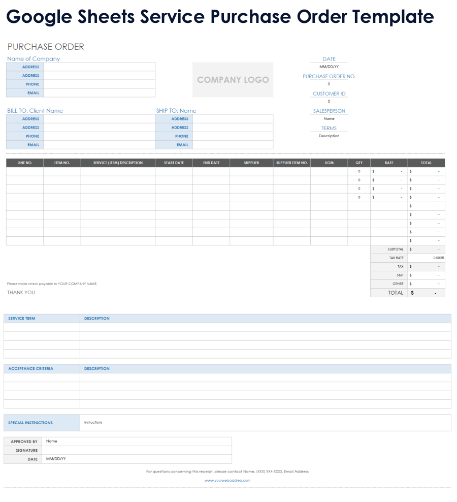 8 Free Google Sheets Purchase Order Templates