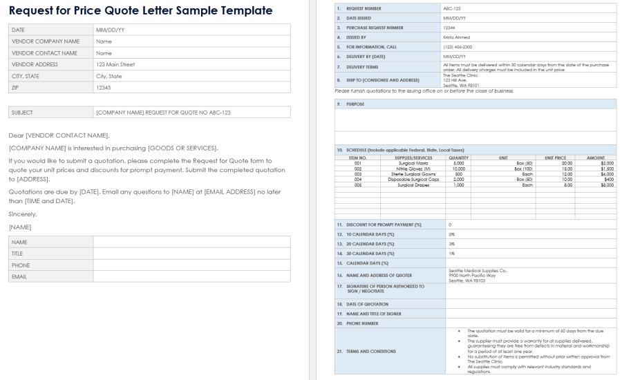 Free PDF Request for Quote (RFQ) Templates & Forms