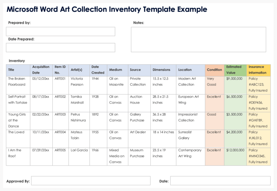 Free Microsoft Word Inventory Templates