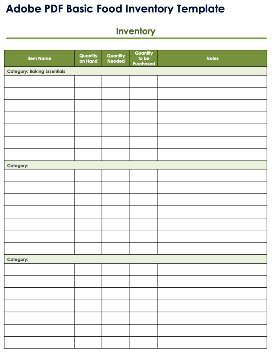Free PDF Inventory Sheets & Templates - Editable & Printable