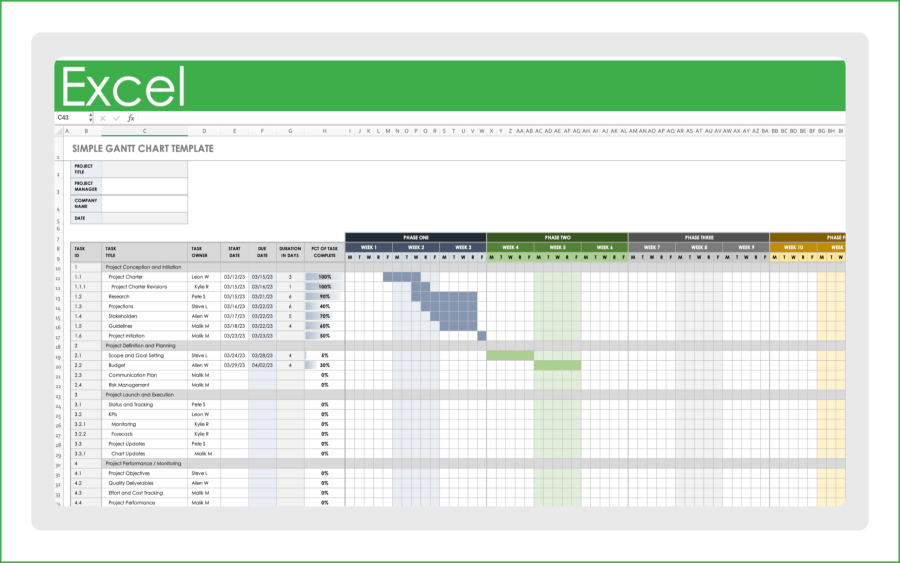 Free Excel Project Management Templates
