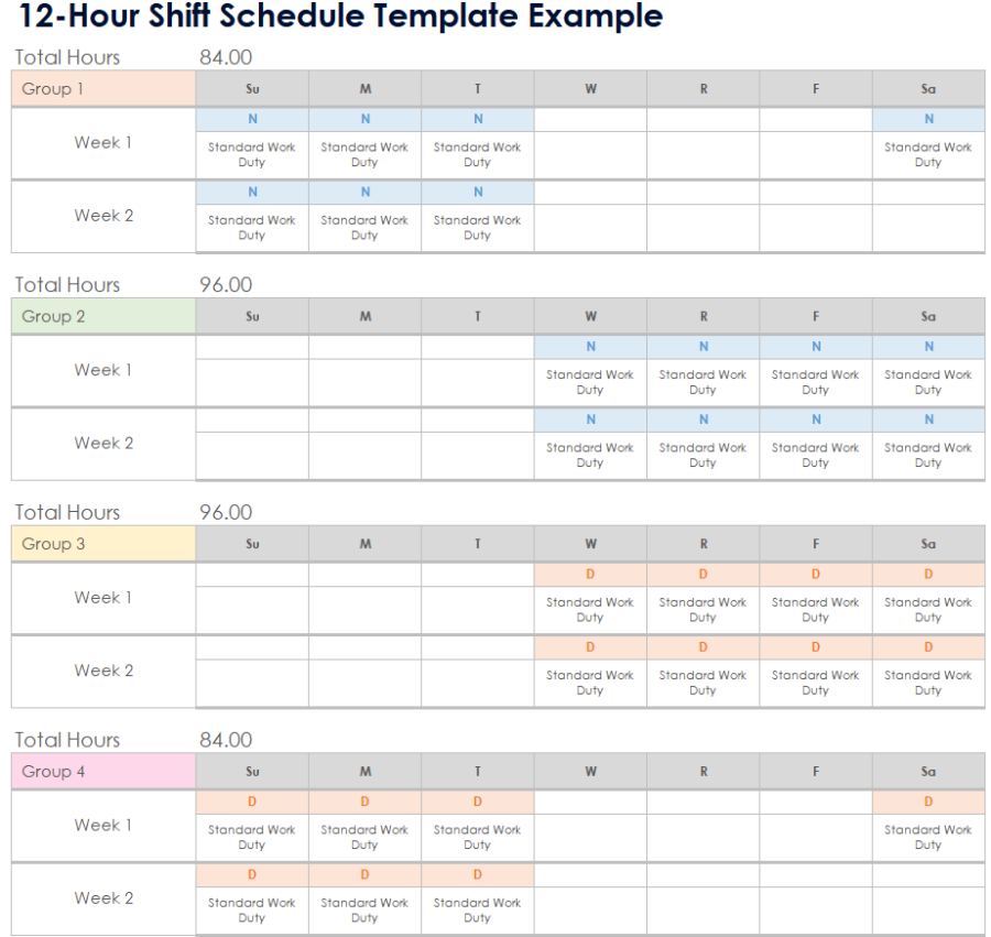 Free Work Shift Templates: All Rotations, All Formats