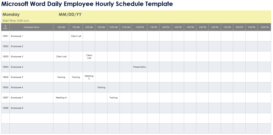 Free MS Word Hourly Schedule Templates: Printable & Editable