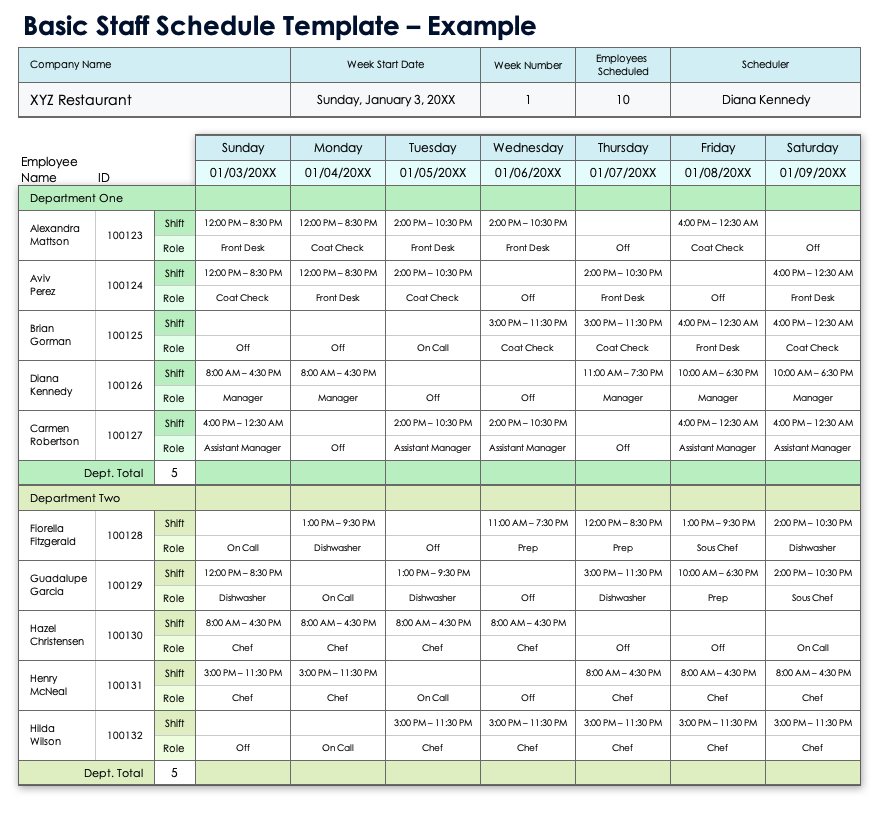 Free Staff Schedules Templates: All Types & Formats