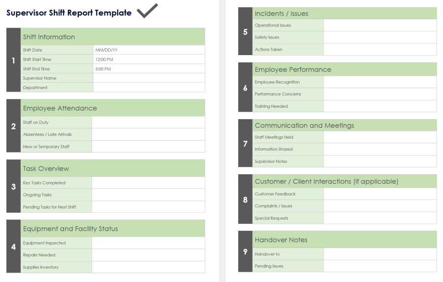 Free Shift Report Templates & Forms: All Industries & Formats