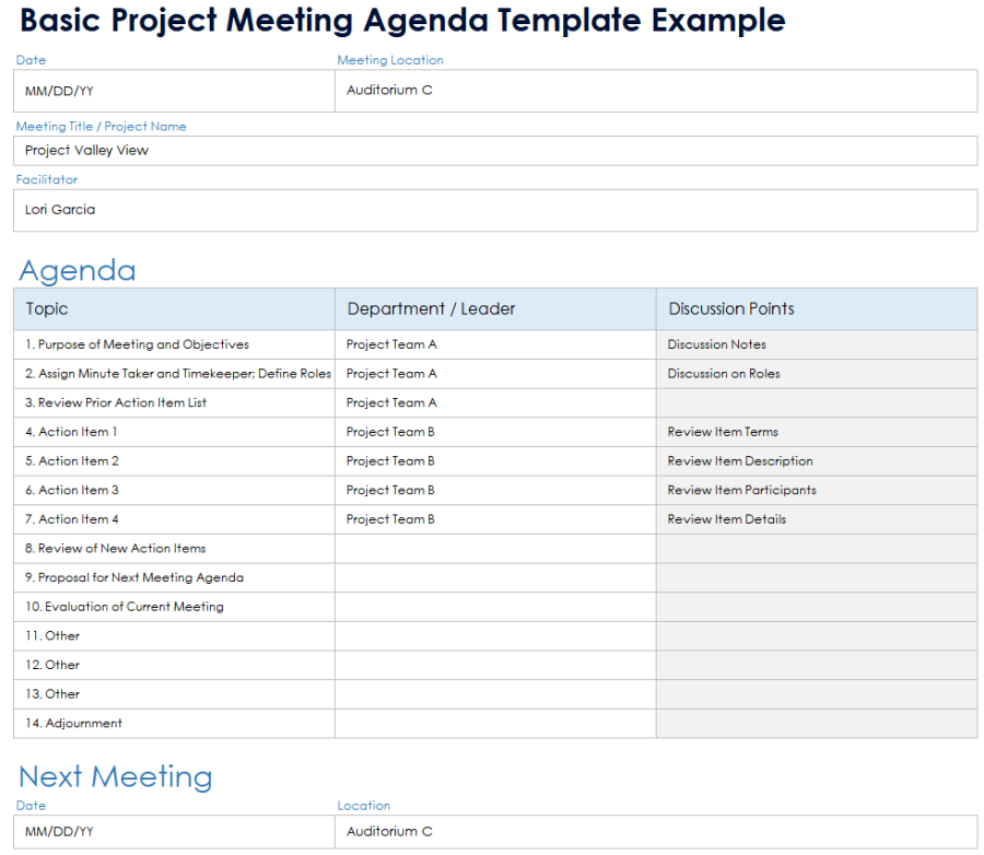 Meeting Agenda Examples for All Types of Meetings