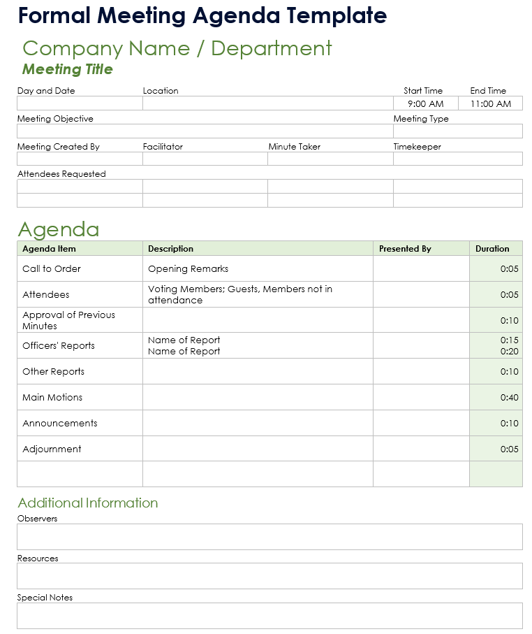 Meeting Agenda Examples for All Types of Meetings